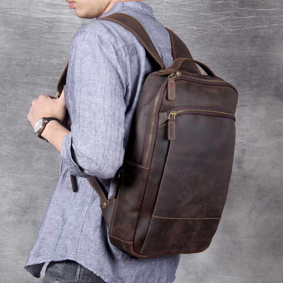 Leather Backpacks | Men's Genuine Leather Backpack | WIECZNE Handmade ...